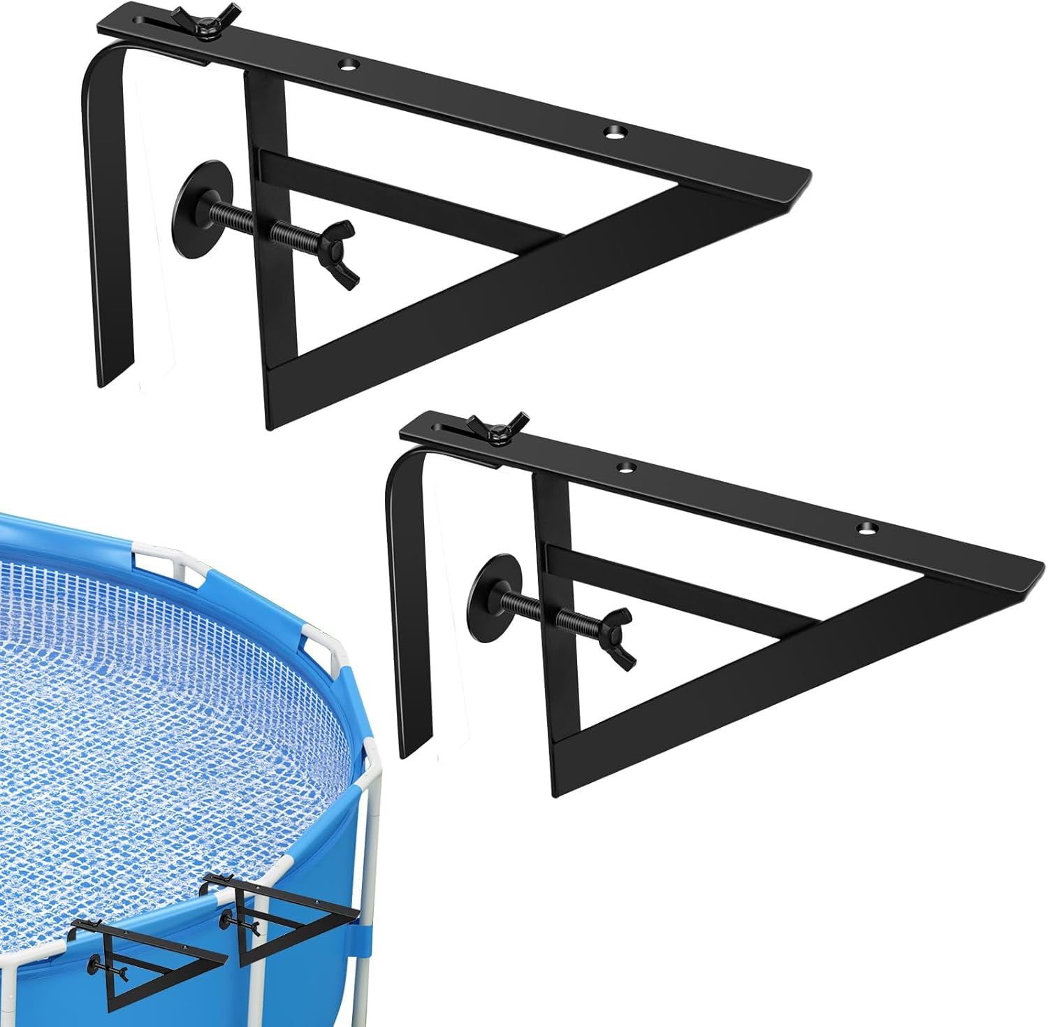 2 PCS Swimming Pool Shelf Brackets Two-Way Adjustable Heavy Duty Swim ...