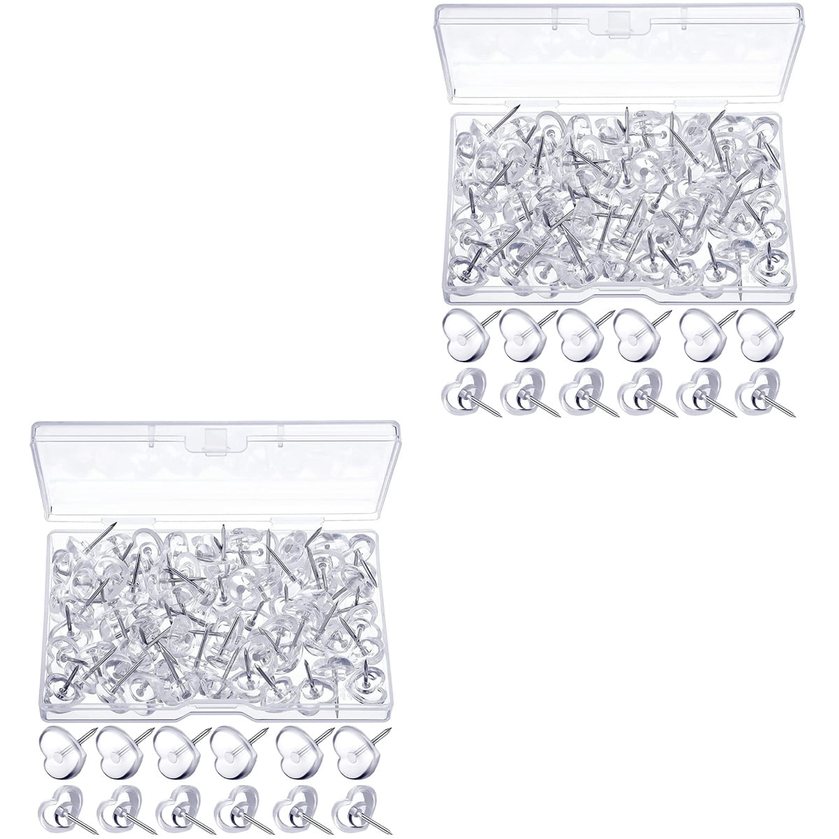 2 PCS Thumbtack Clear Thumbtacks Wall Transparent Heart Pushpin Map ...