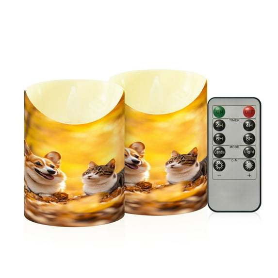 2 PCS Tilted Flameless Candles Flickering LED Lights Battery Operated ...