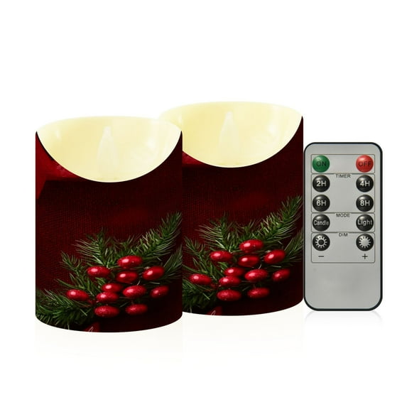 2 PCS Tilted Flameless Candles Flickering LED Lights Battery Operated Candles with Remote Timers ...