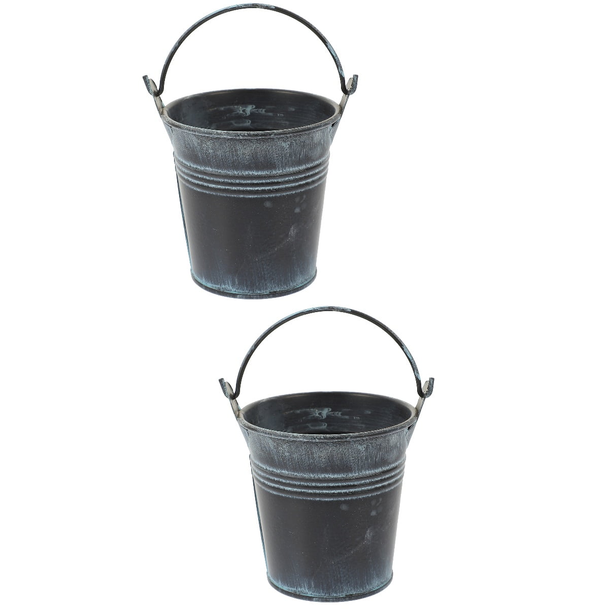 2 PCS Tin Small Flower Bucket Mop and Planter Mini Pot Office - Walmart.com
