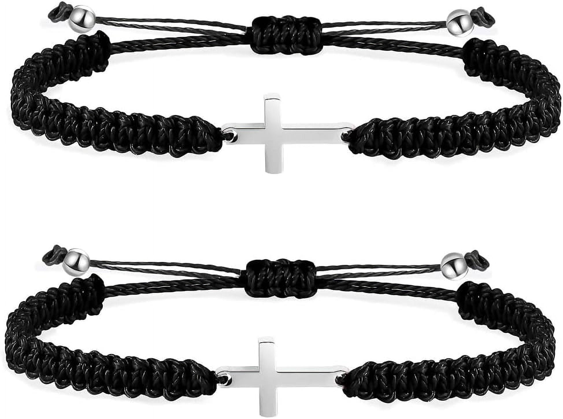 2 PCS Top Cross Friendship Bracelets String Rope Braided Bracelet Charm ...