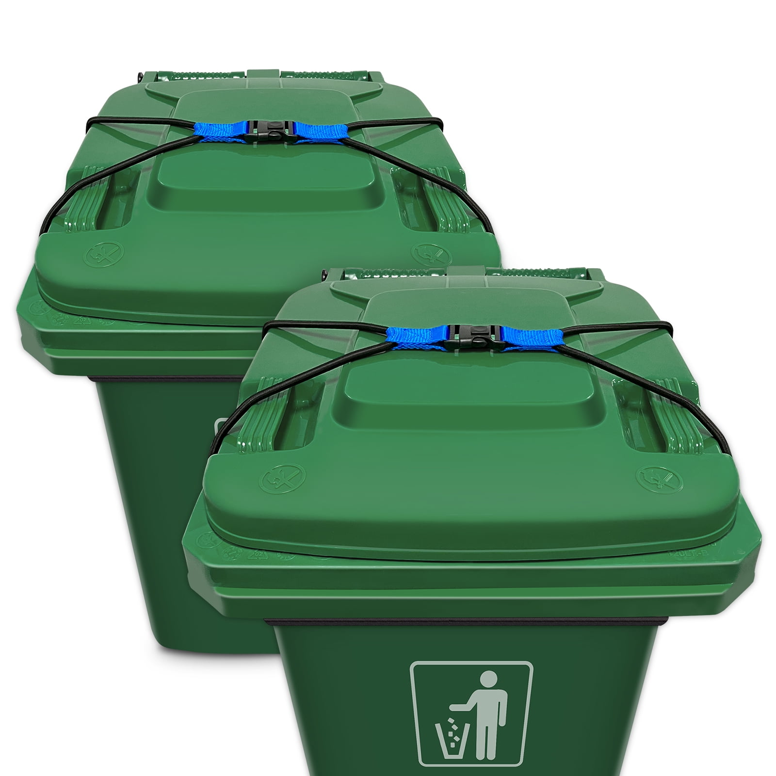 2 PCS Trash Can Lock, Lid Lock for 30-51 Gal Outdoor Garbage Cans, Heavy Duty Bungee Cord ...