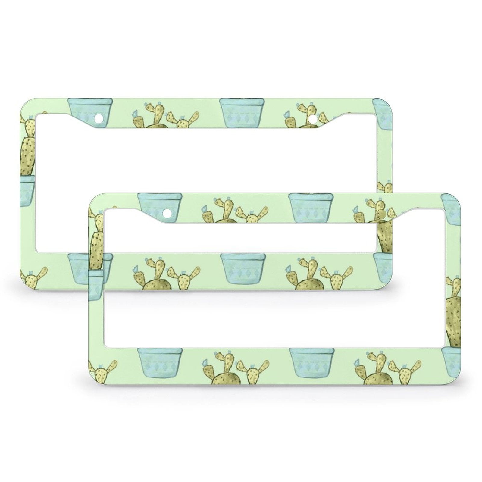 2 PCS Tropical Plants Cactus Flowers Succulent License Plate Frames Mid ...