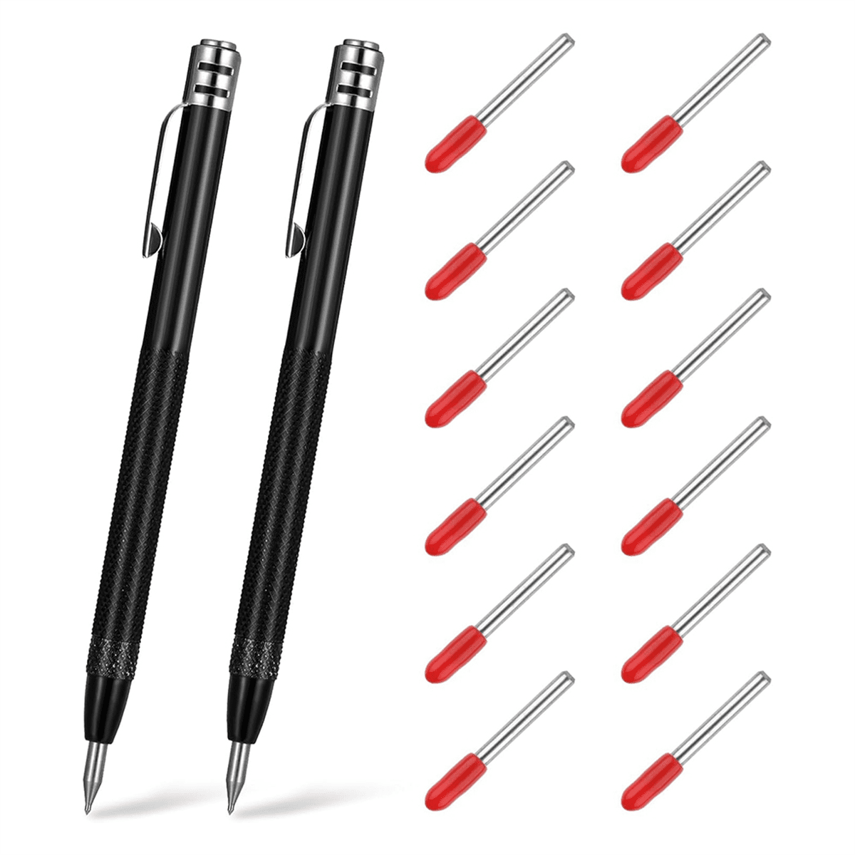 2 PCS Tungsten Carbide Scriber with Magnet with 12 Replacement Marking ...