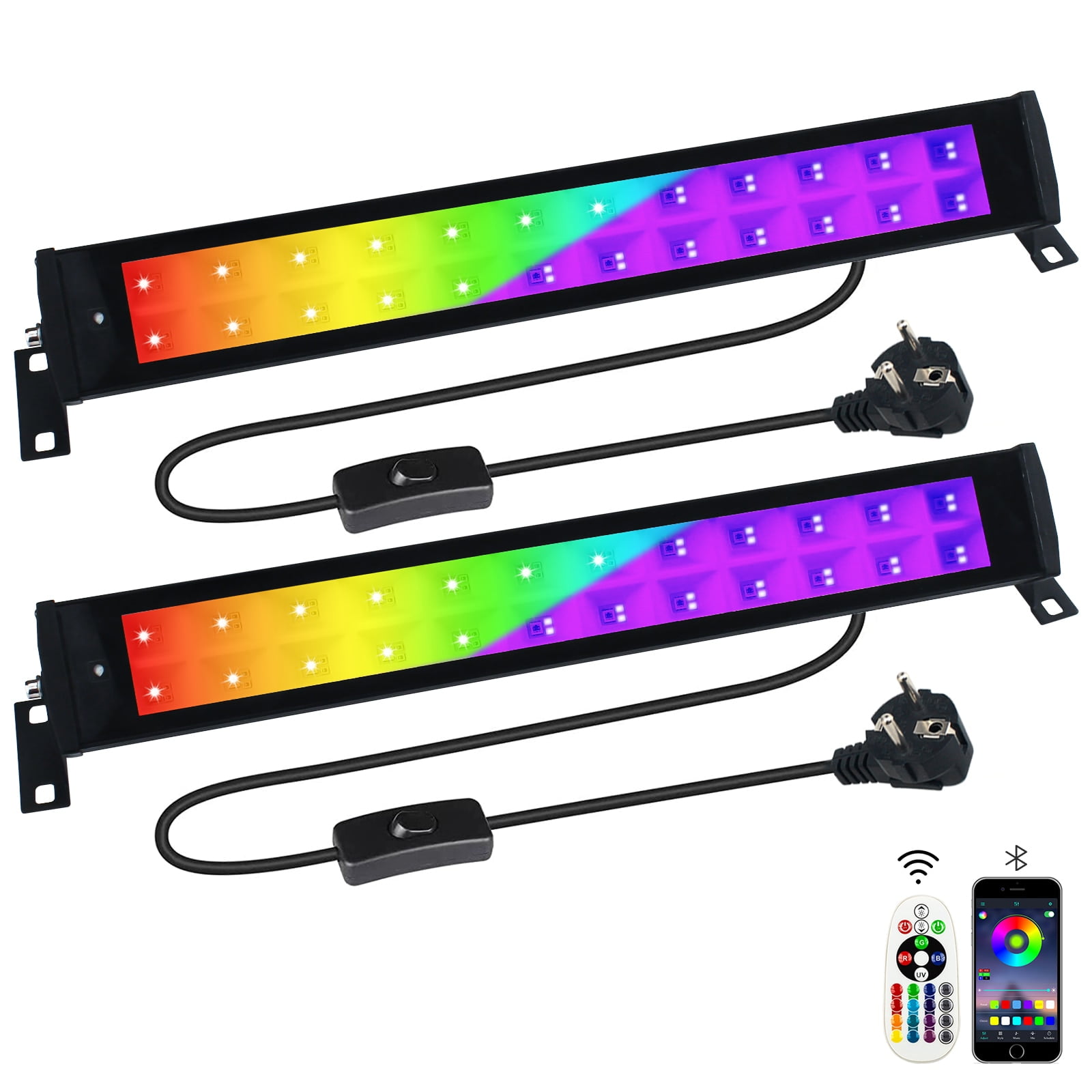 2 PCS UV+RGB Lights 50W,Color Changing Lights,Black Light for Glow ...