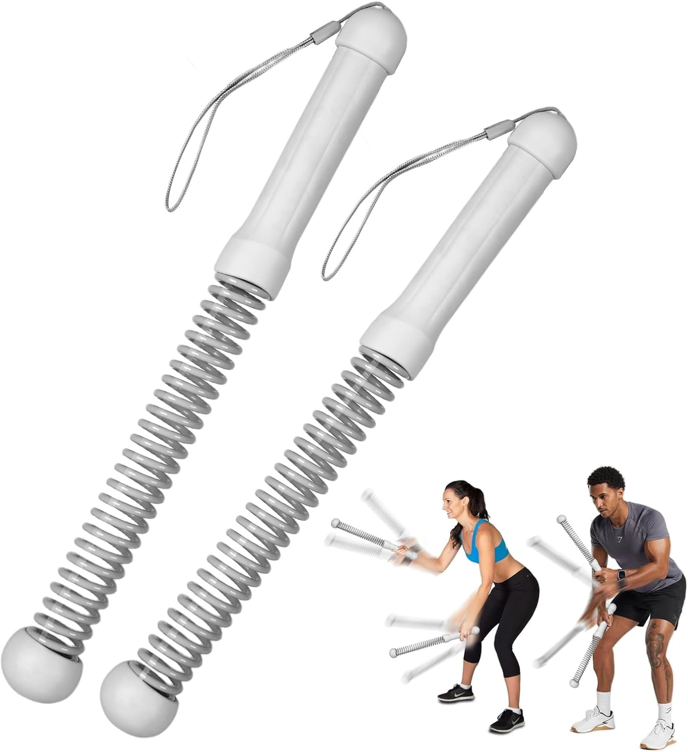 2 PCS Upgrade Cordless Battle Ropes for Home Gym, Portable Ropeless ...