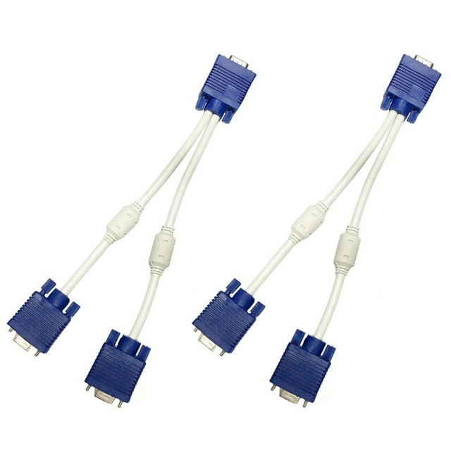2 PCS Usb Adapter VGA One Divided into Two Cable Splitter for Monitor ...