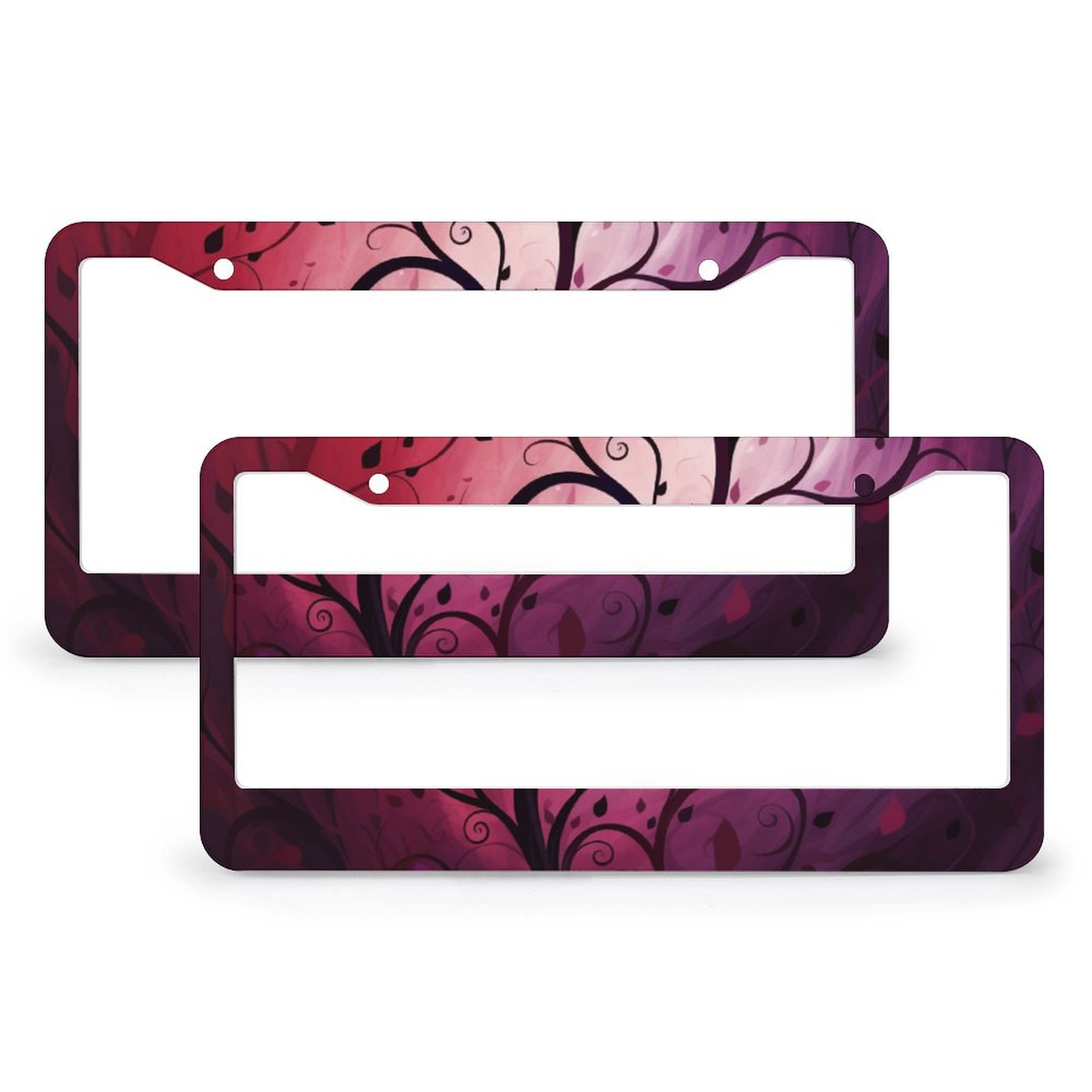 2 PCS Valentine Day Red Purple Branch Hearts License Plate Cover Happy ...