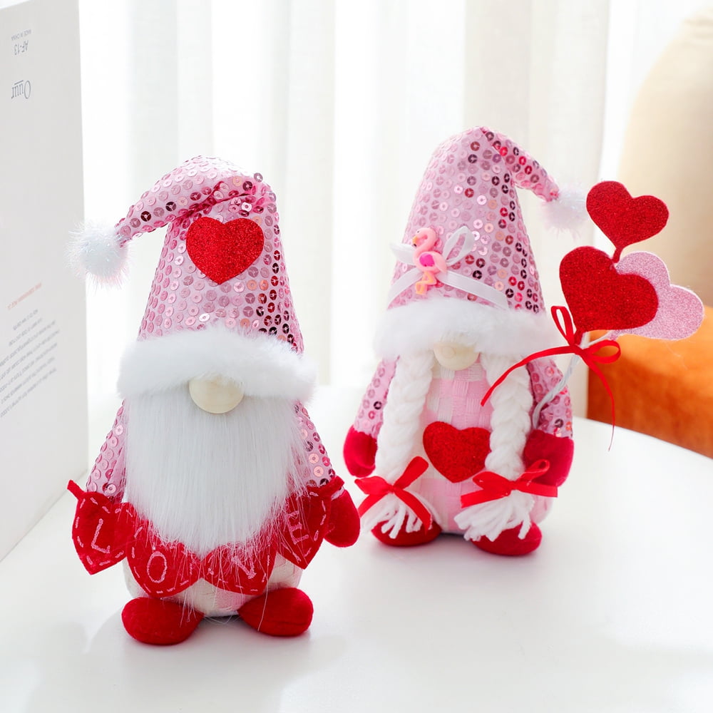 2 PCS Valentines Day Gnome Plush - Mr and Mrs Scandinavian Tomte Elf ...