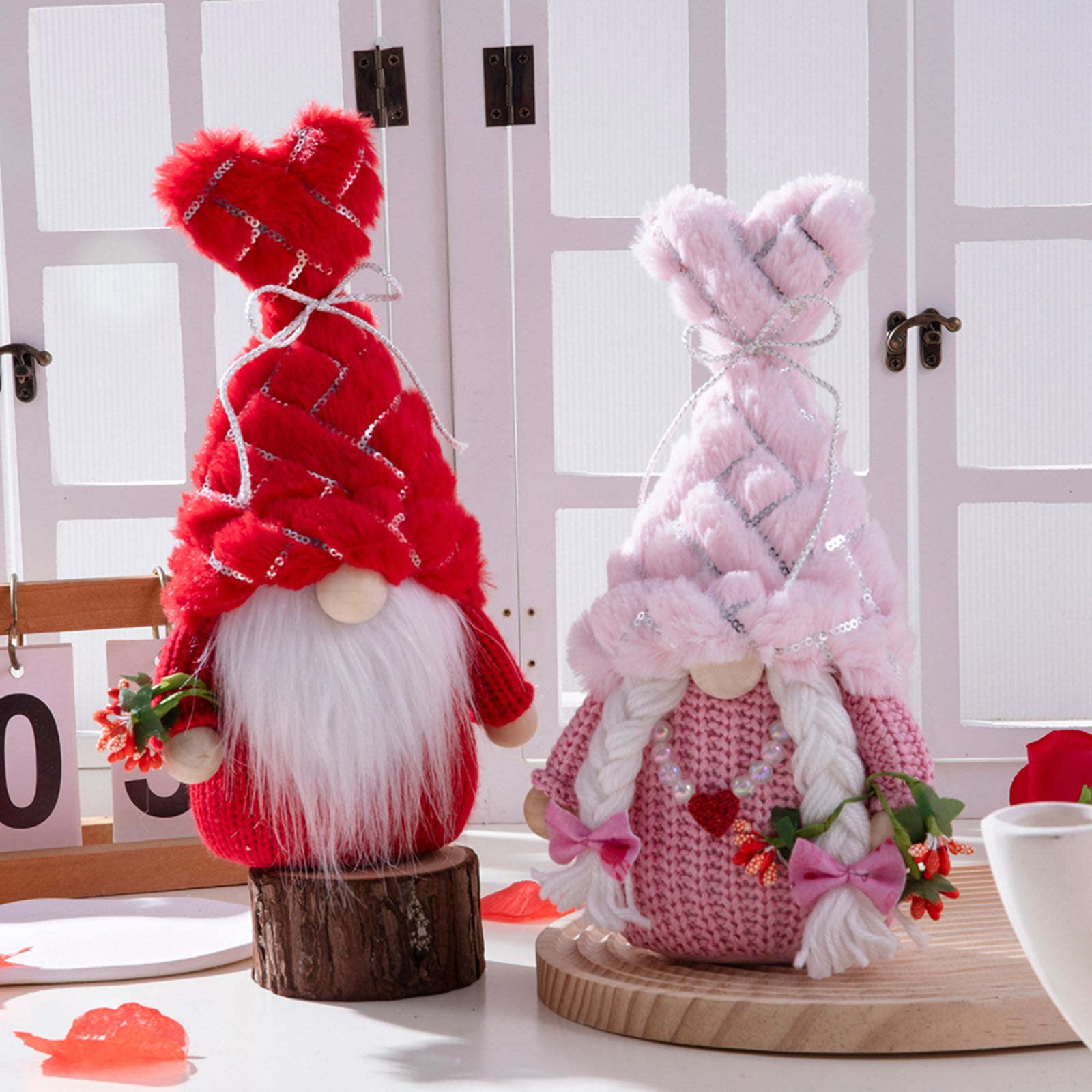 2 PCS Valentines Day Gnome Plush - Mr and Mrs Scandinavian Tomte Elf ...