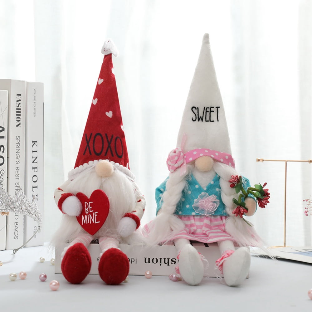 2 PCS Valentines Day Gnome Plush - Mr and Mrs Scandinavian Tomte Elf ...