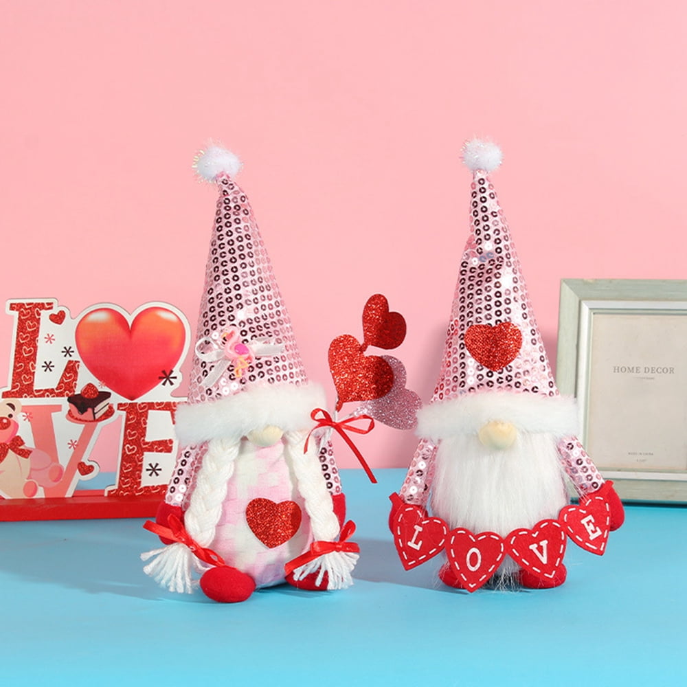 2 PCS Valentines Day Gnome Plush - Mr and Mrs Scandinavian Tomte Elf ...