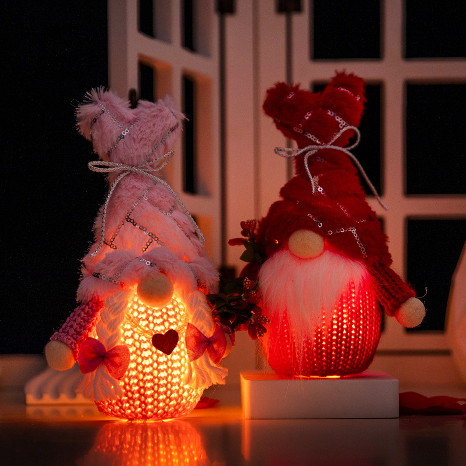 2 PCS Valentines Day Lighted Gnome Plush - Mr and Mrs Scandinavian ...