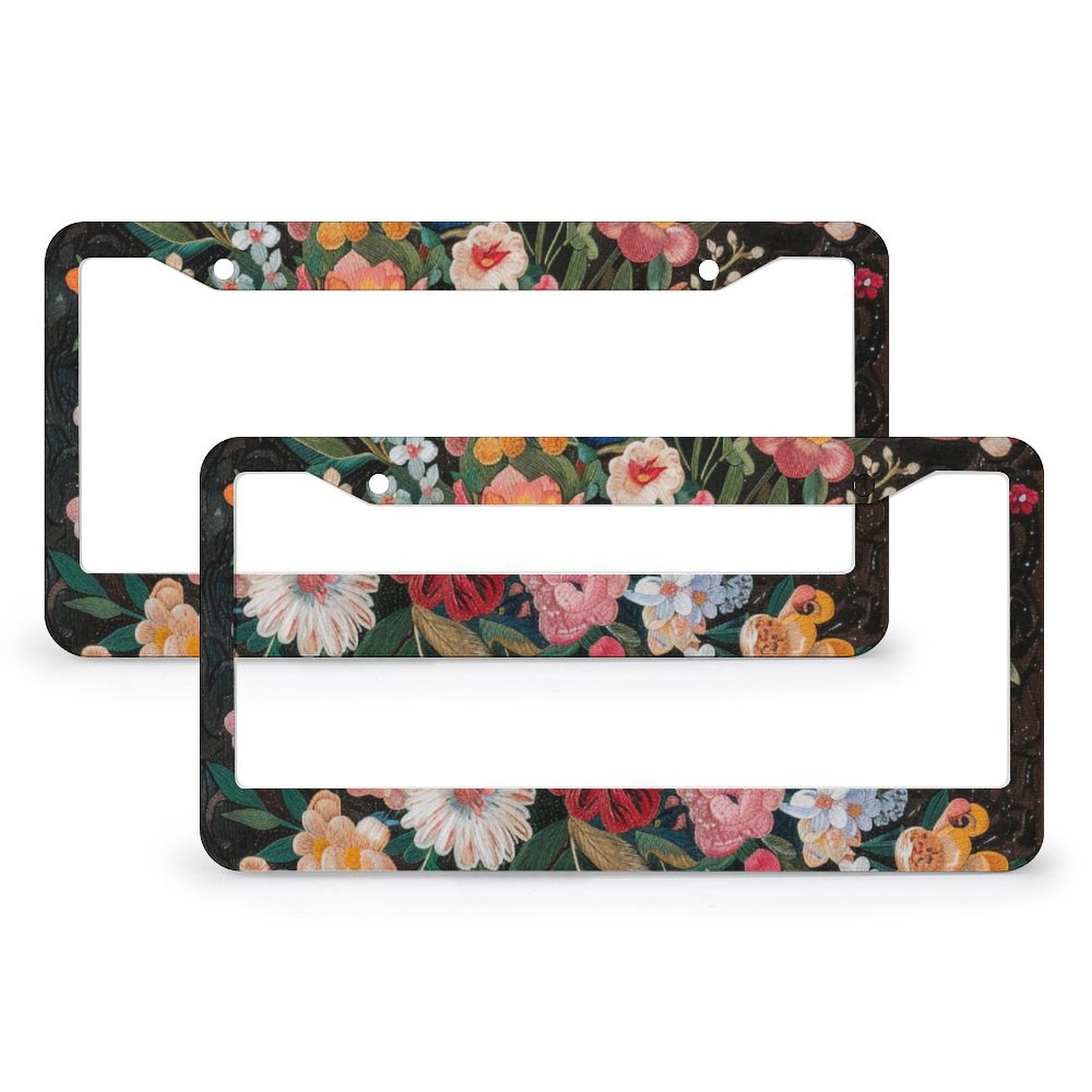2 PCS Vintage Flowers Bouquet License Plate Cover Colorful Bohemian ...