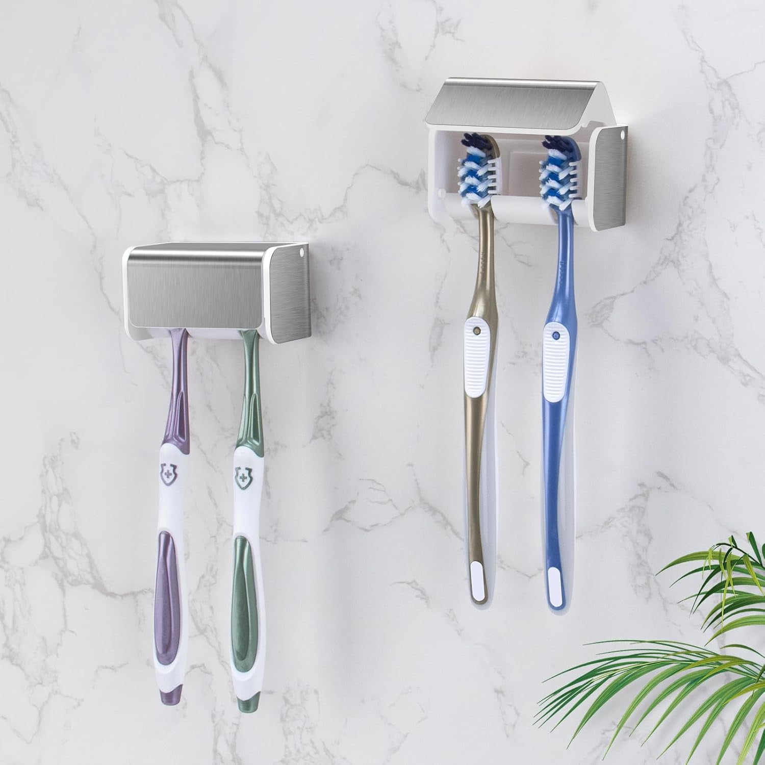 2 PCS Wall Mounted with Cover, Electric Tooth Brushing Holder for ...