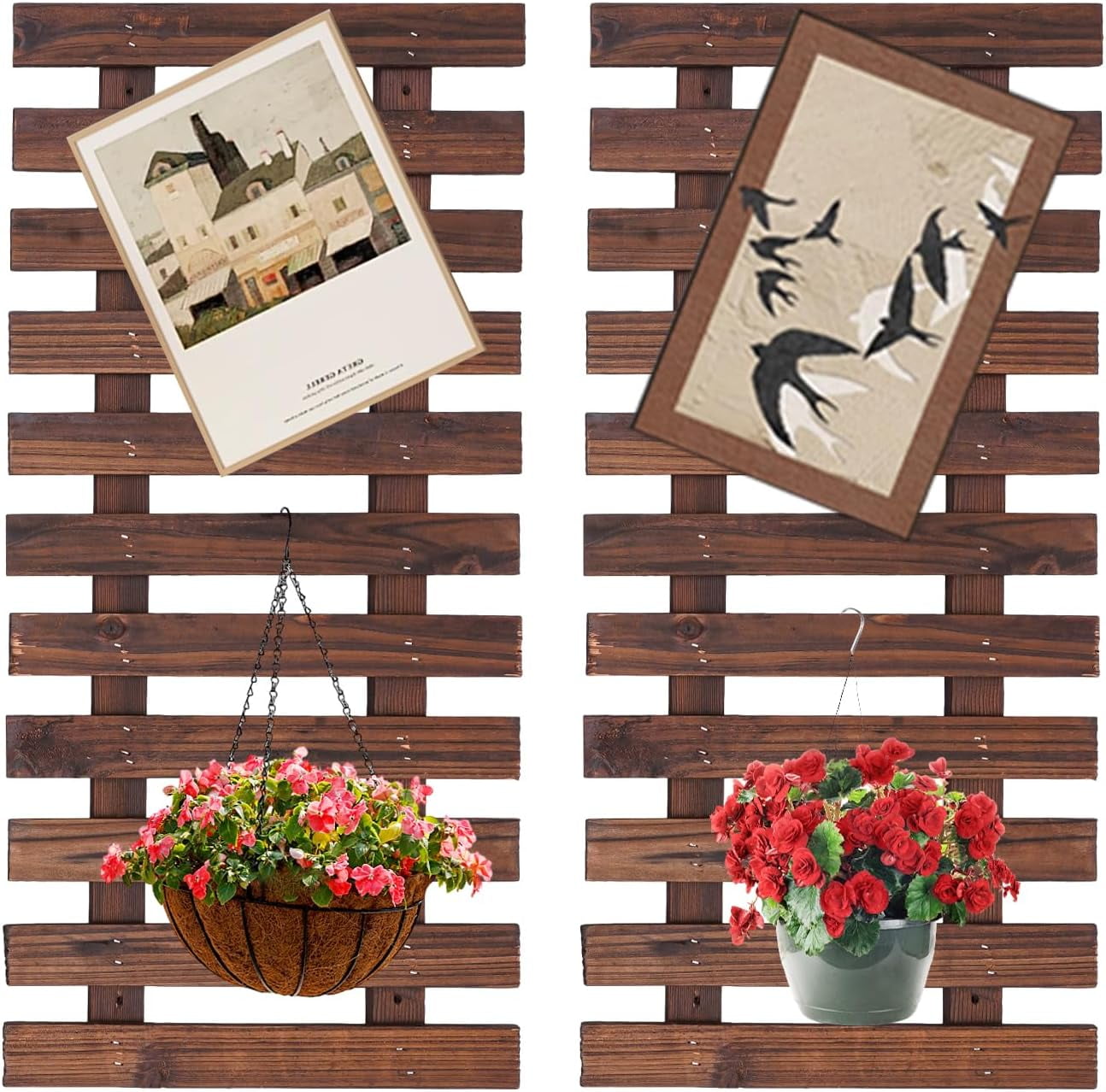2 PCS Wall Planter, Wooden Hanging Planter Rack for Indoor , Wall Mount ...