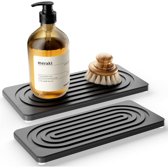 2 PCS Water Absorbing Stone Tray for Sink, Quick Drying Diatomite ...