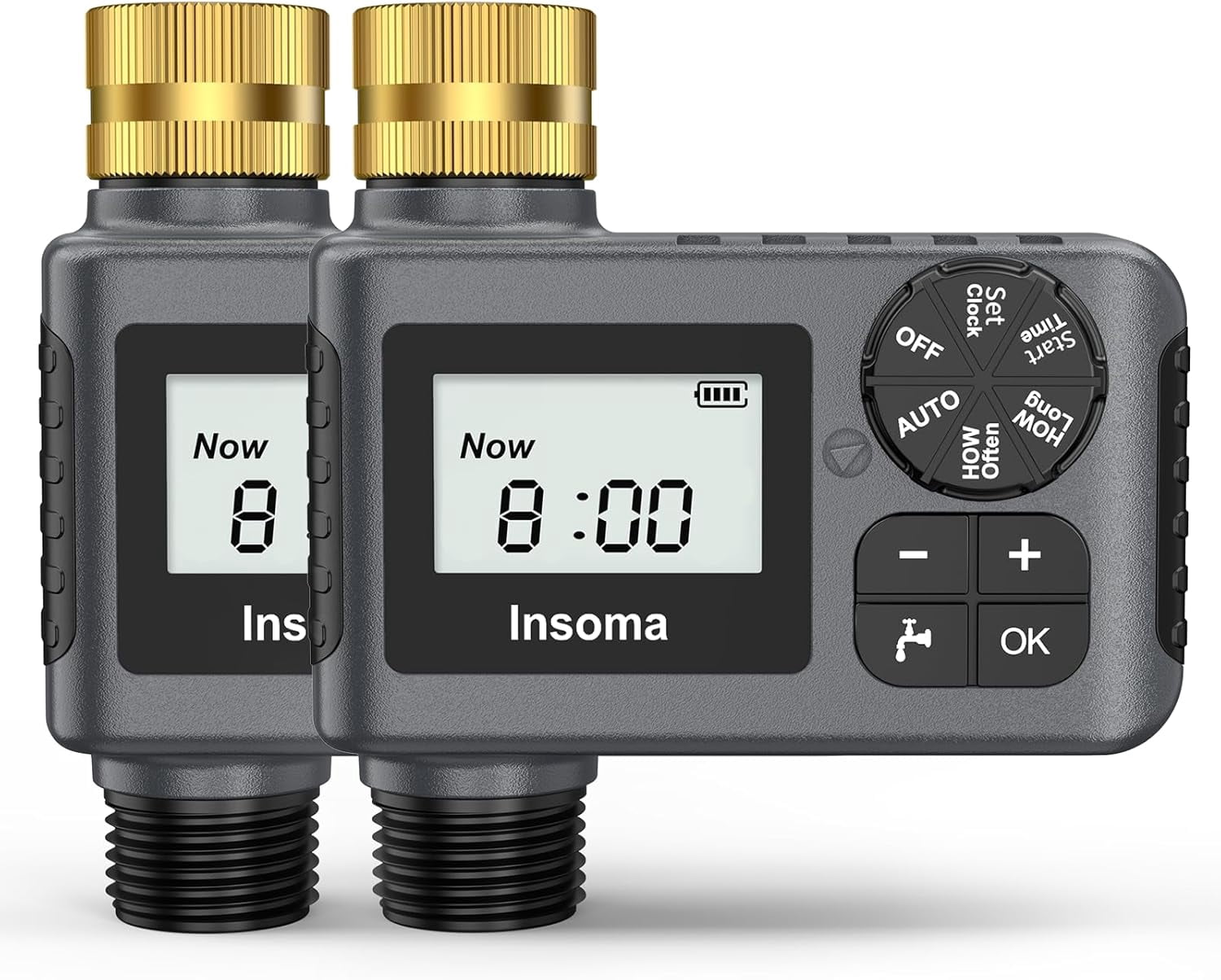 2 PCS Water Timer with Brass Inlet, Water Sprinkler Timer with Rain ...