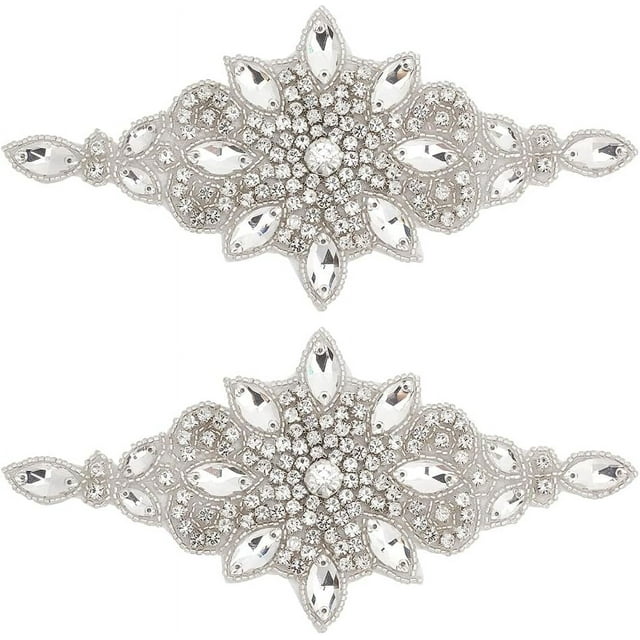 2 PCS Wedding Rhinestone Applique 6.8x3.3inches Bridal Iron on ...
