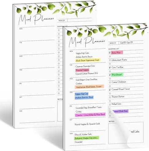 2 PCS Weekly Meal Planner Magnetic for Fridge 8.3x5.5”, Undated Meal ...