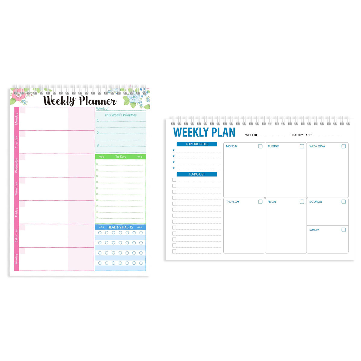 2 PCS Weekly Planner Notepad, Planning Pad with Daily Schedule, Undated ...