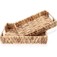 2 PCS Wicker Tray, Hyacinth Storage Baskets with Handle Shallow Basket ...