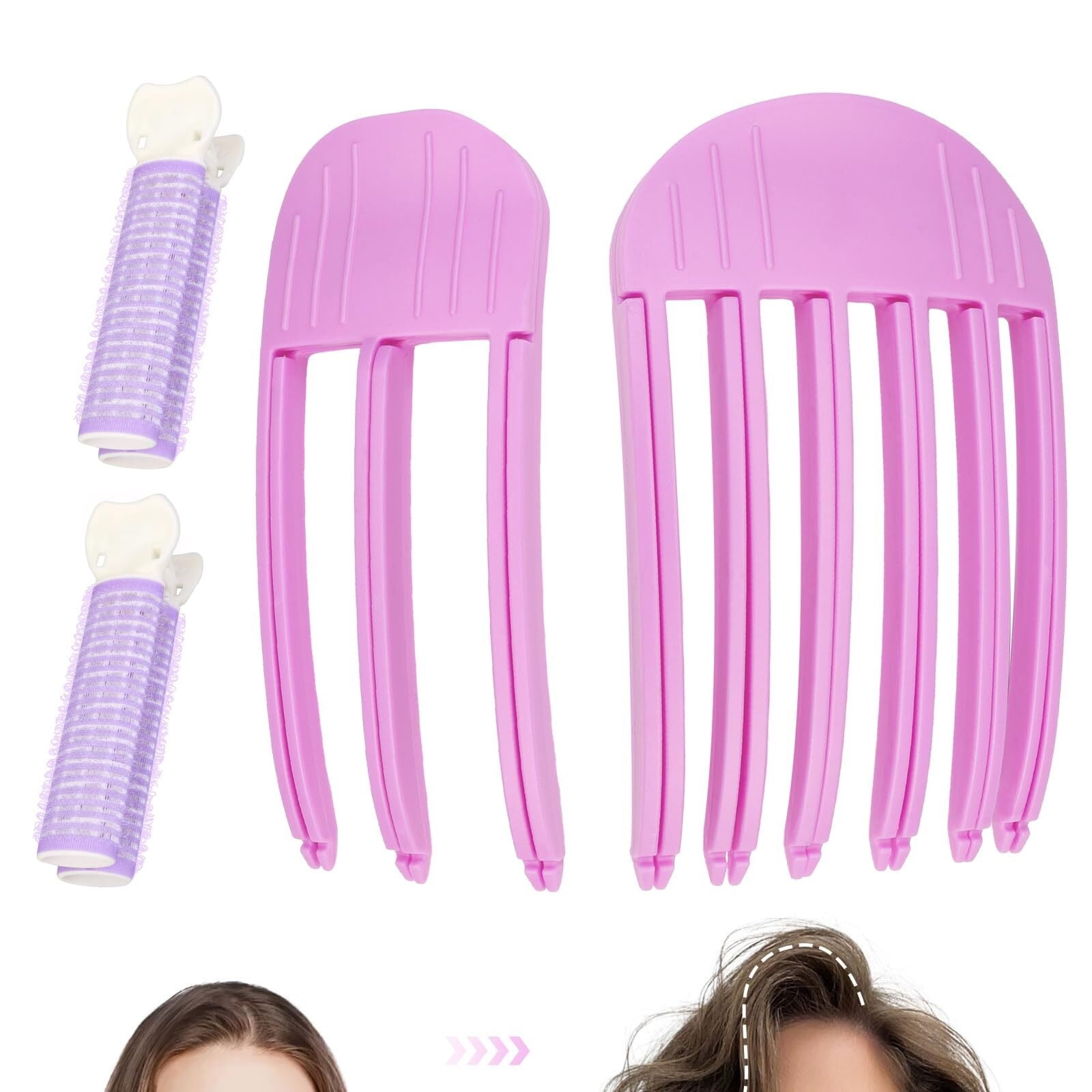 2 PCS Wind Shaping Styling Comb for Fluffy Bangs, 3/6 Teeth High Skull ...