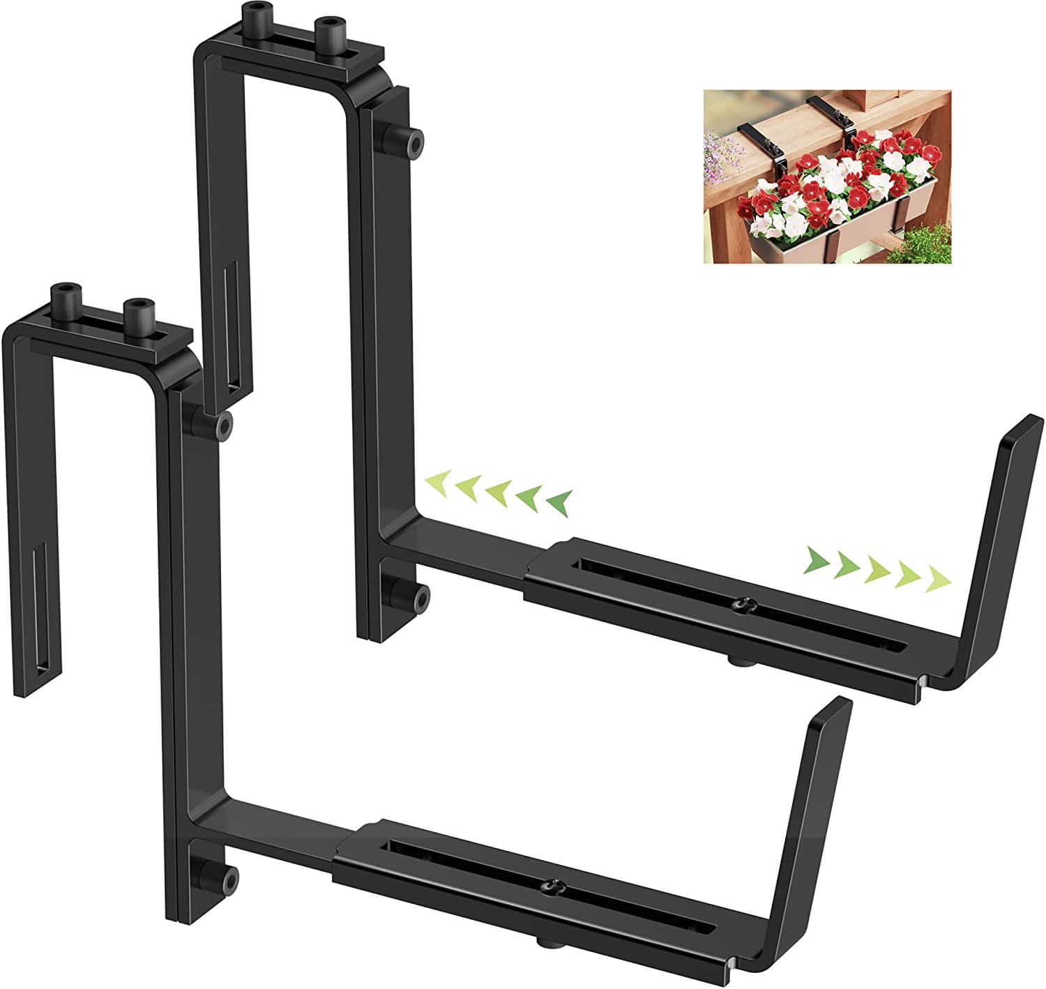 2 PCS Window Boxes Planters Adjustable Planter Box Brackets , Heavy ...