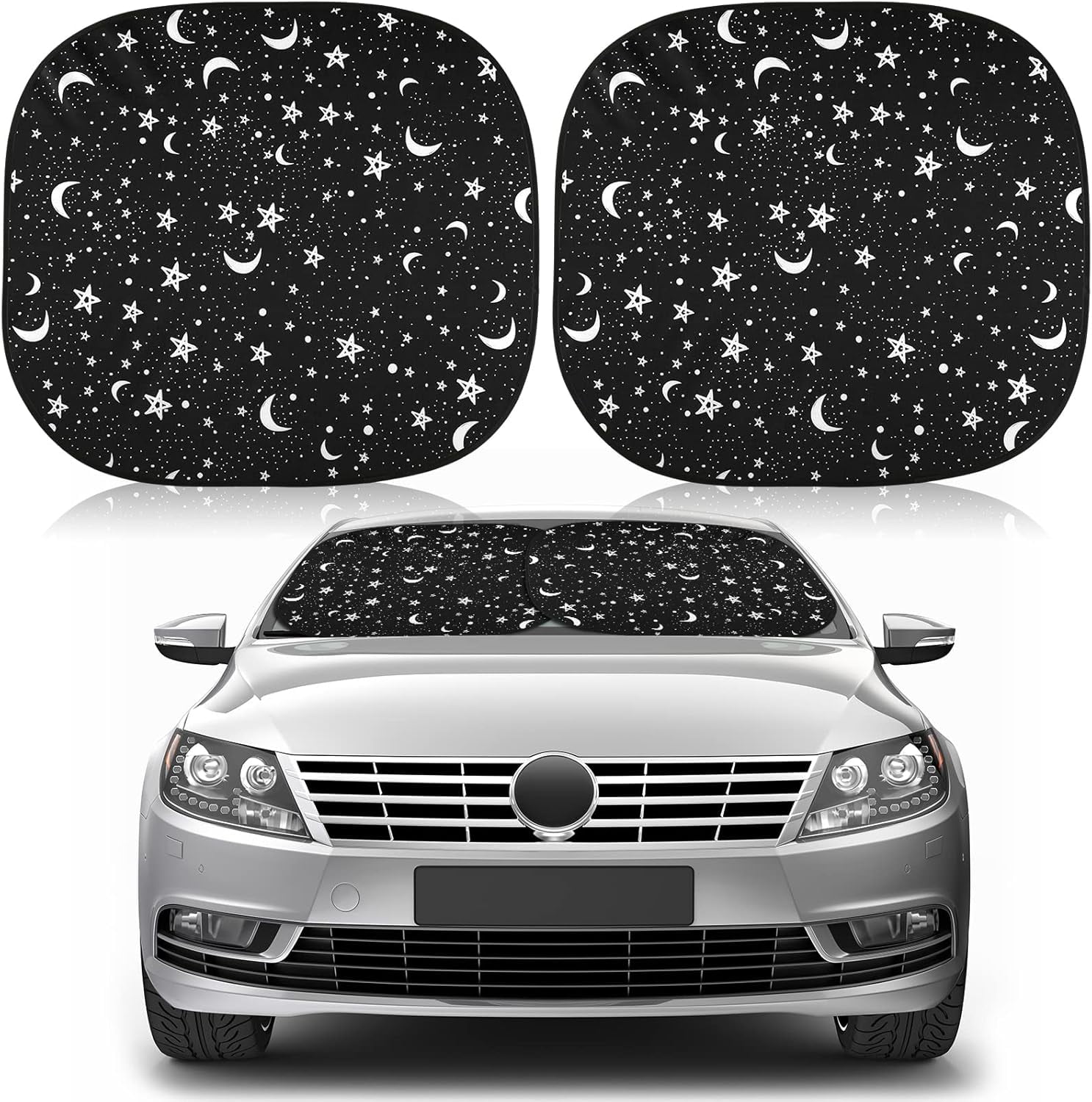 2 PCS Windshield Sun Shade for Car Foldable Window Covers for Car Accessories Reflect UV Sun ...