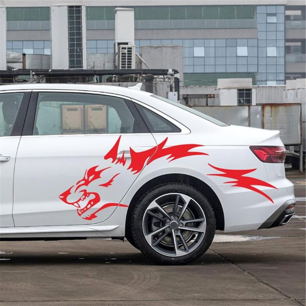 2 PCS Wolf Graphics Car Decal, Car Body Side Sticker Vinyl Self ...