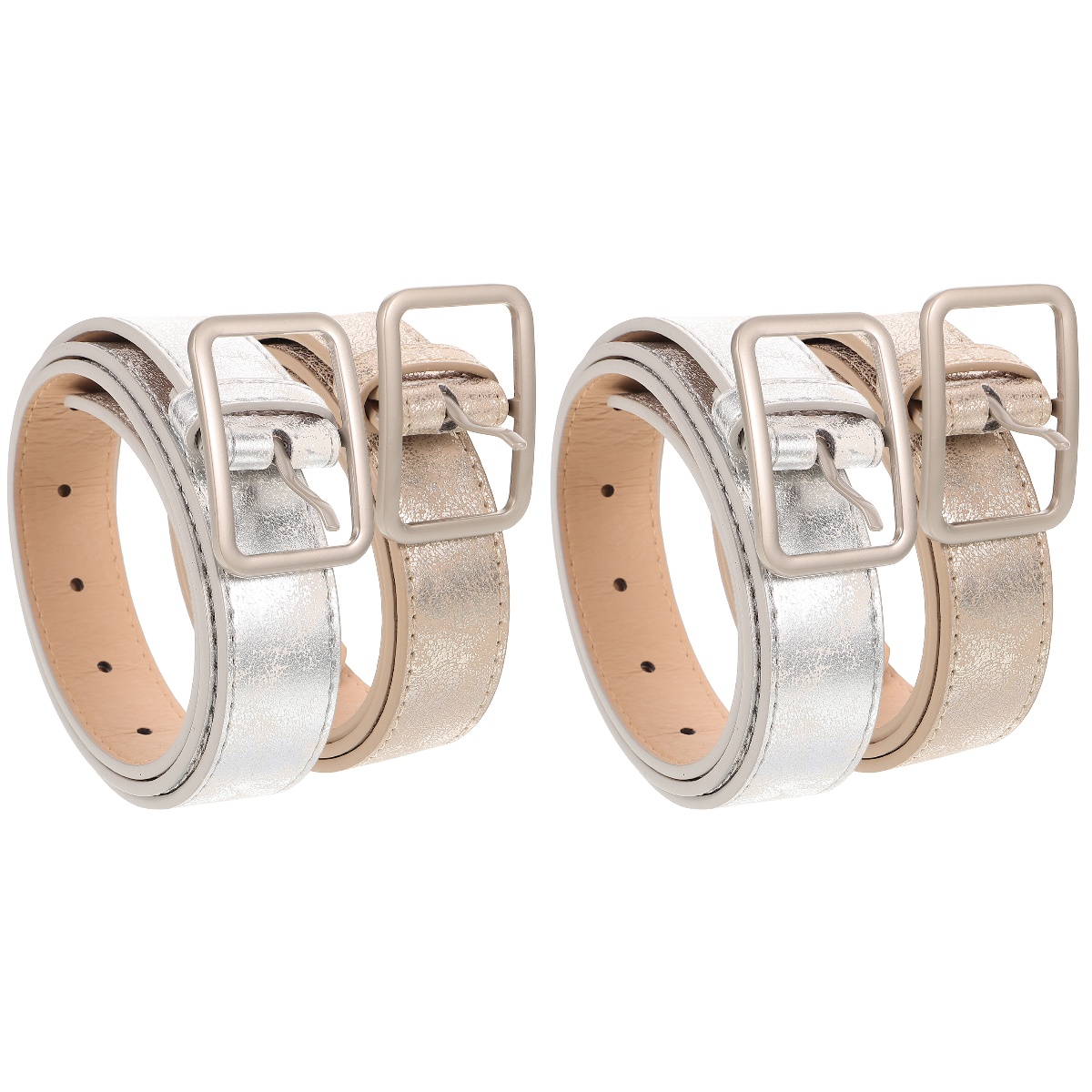 2 PCS Women's Belt Gold and Silver Waist Dress Ladies Belts for Jeans ...