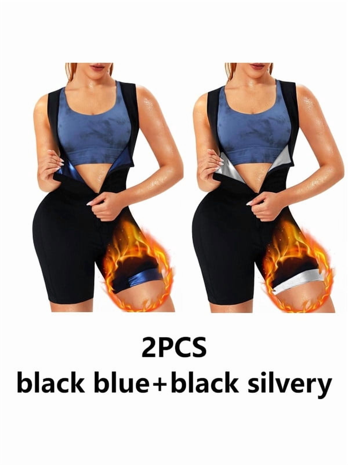 2 PCS Women's Heat-Retention Sauna Suit Workout Vest - 5X Sweating ...