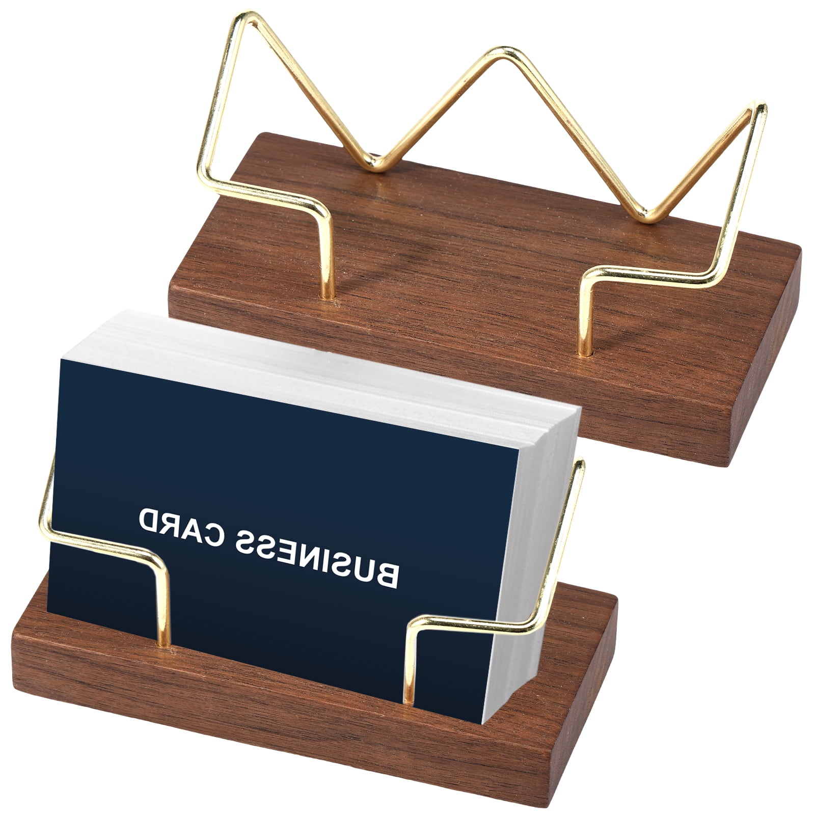 2 PCS Wood Business Card Holder for Desk Wooden Business Card Display ...