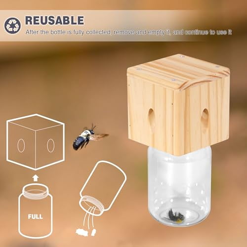 2 PCS Wood Carpenter Bee Trap for Outside - Bee Trap - Cube Style ...