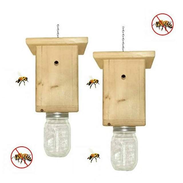 2 PCS Wood Carpenter Bee Trap for Outside - Best Bee Trap - Nature ...