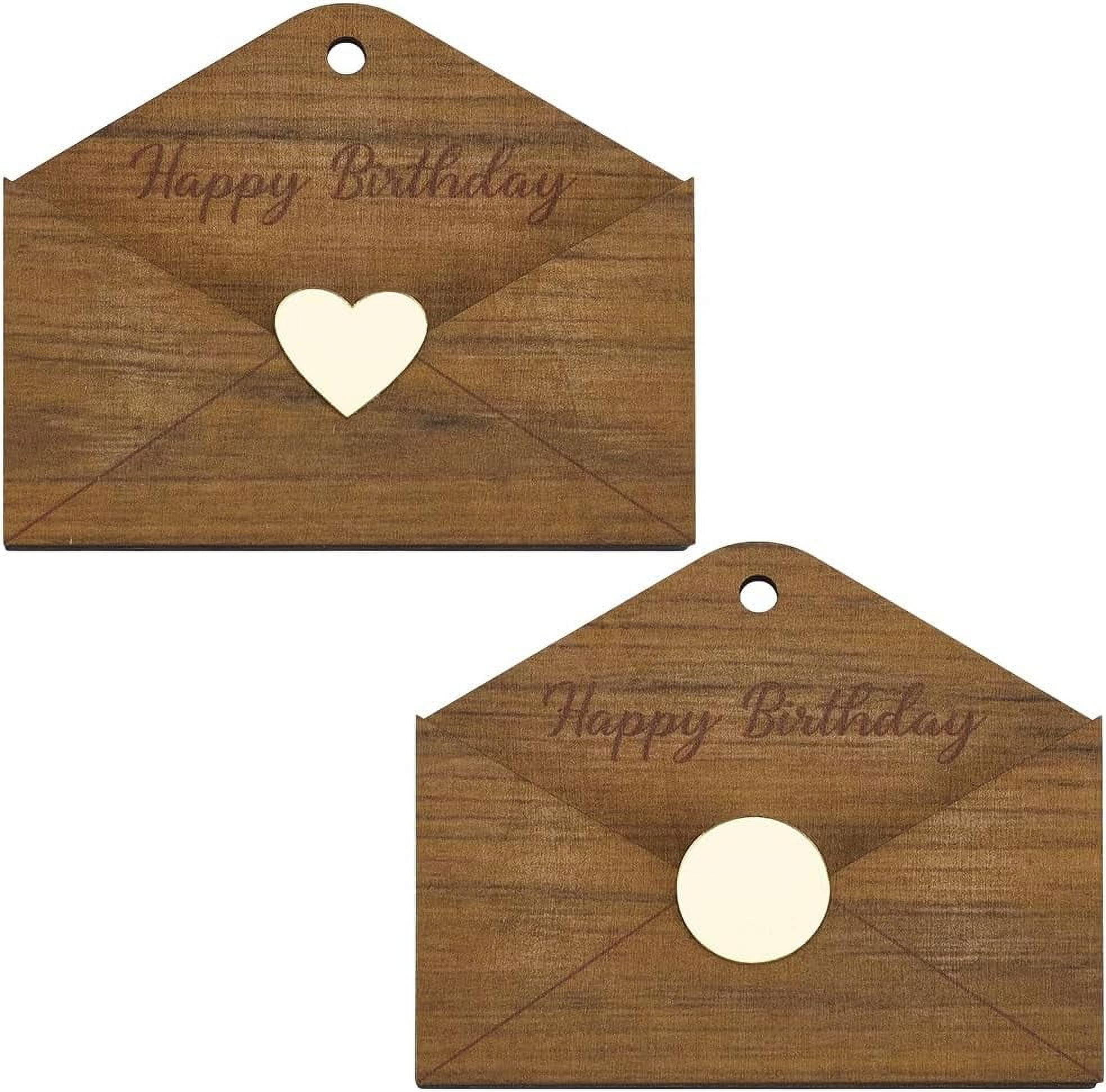 2 PCS Wood Money Gift 2 Styles MDF Wooden Envelope Money Holder Happy ...