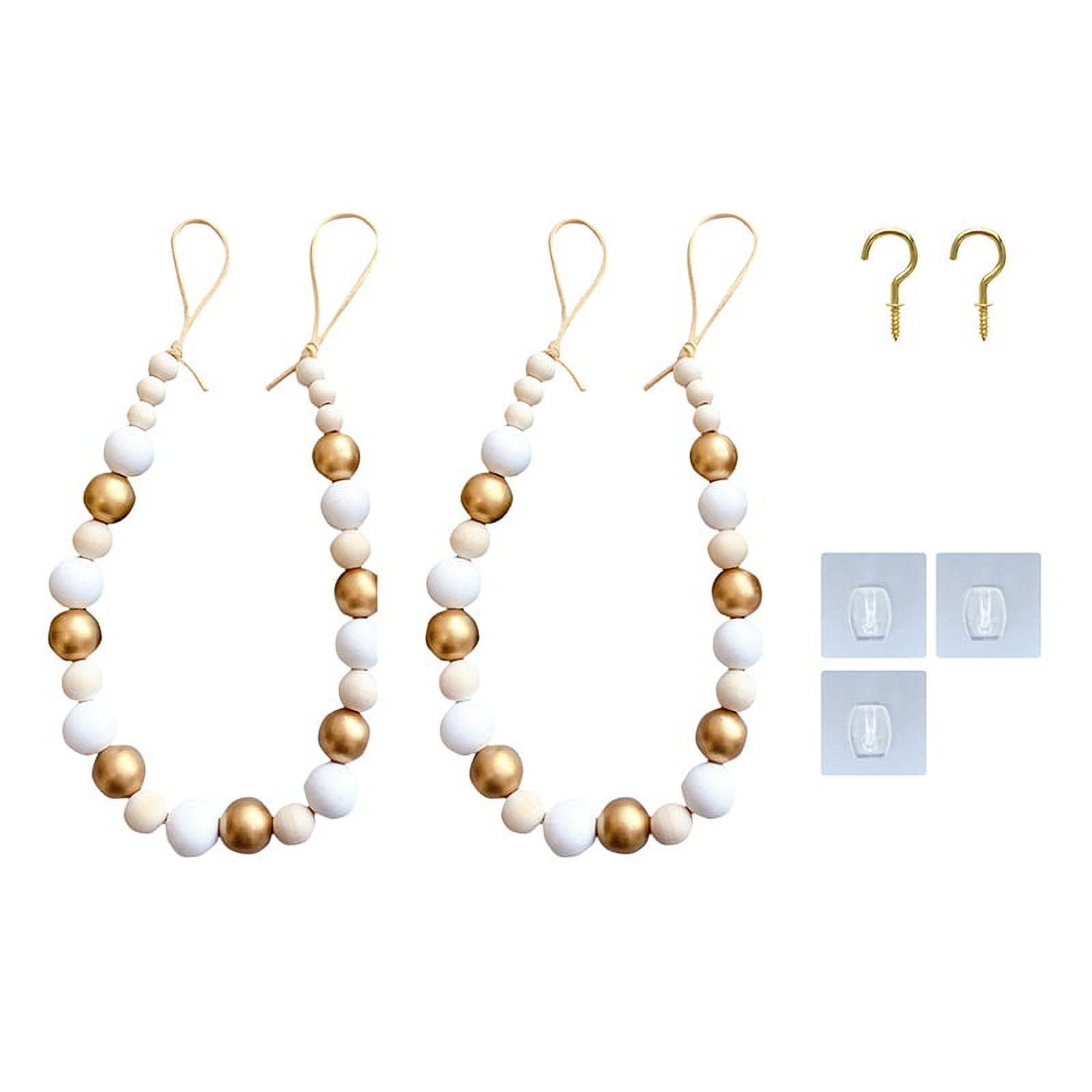 2 PCS Wooden Bead Curtain Tiebacks, Curtain Tie Backs,Natural Wood ...