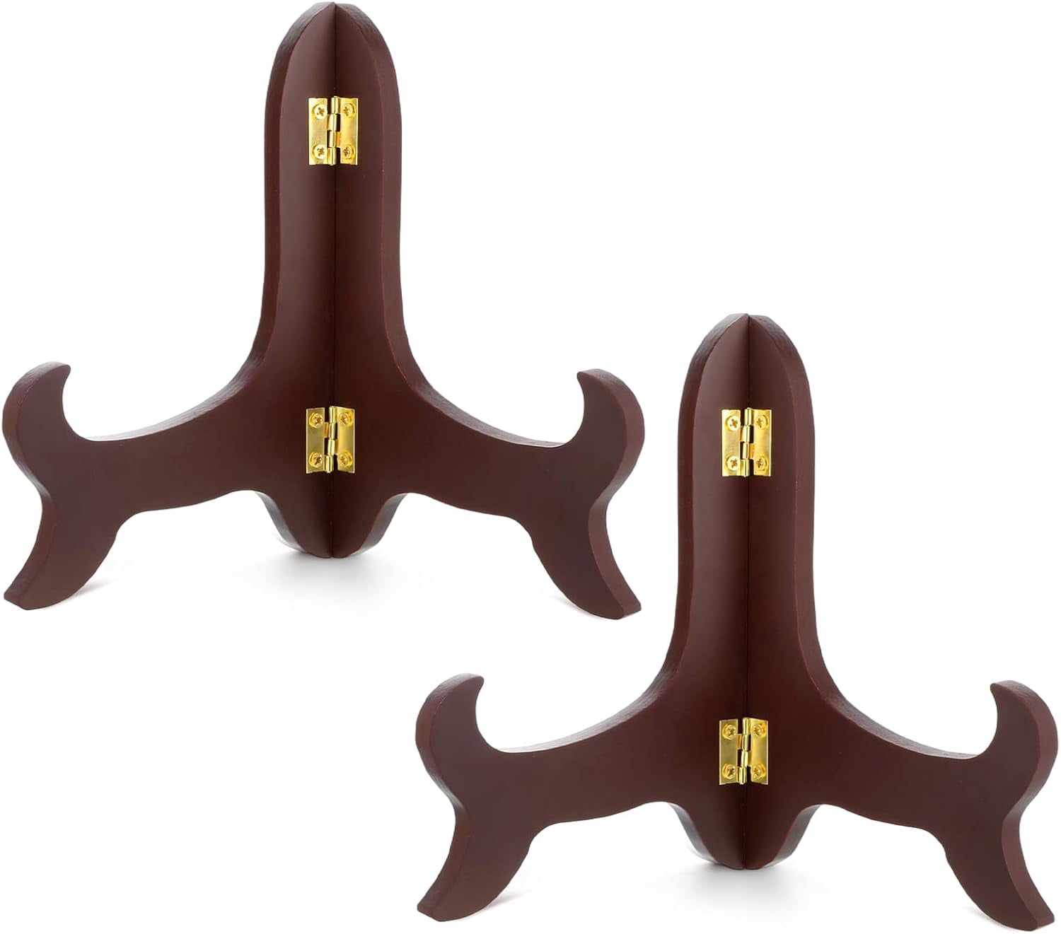 2 PCS Wooden Display Stand, 4" Easel Plate Holder Brown Wooden Plate ...