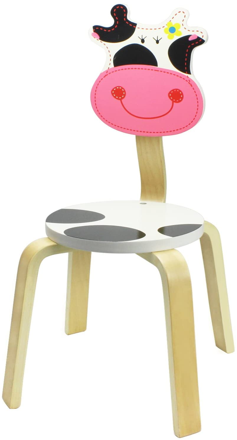 2 PCS Wooden Kids Chair Sets, Natural Hardwood White Animal Children ...