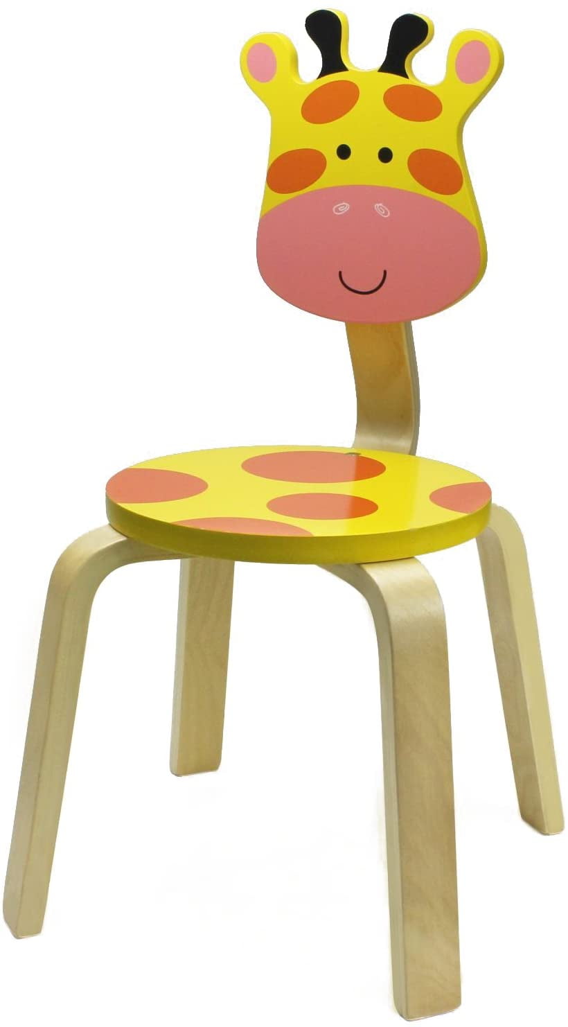 2 PCS Wooden Kids Chair Sets, Natural Hardwood Yellow Animal Children ...