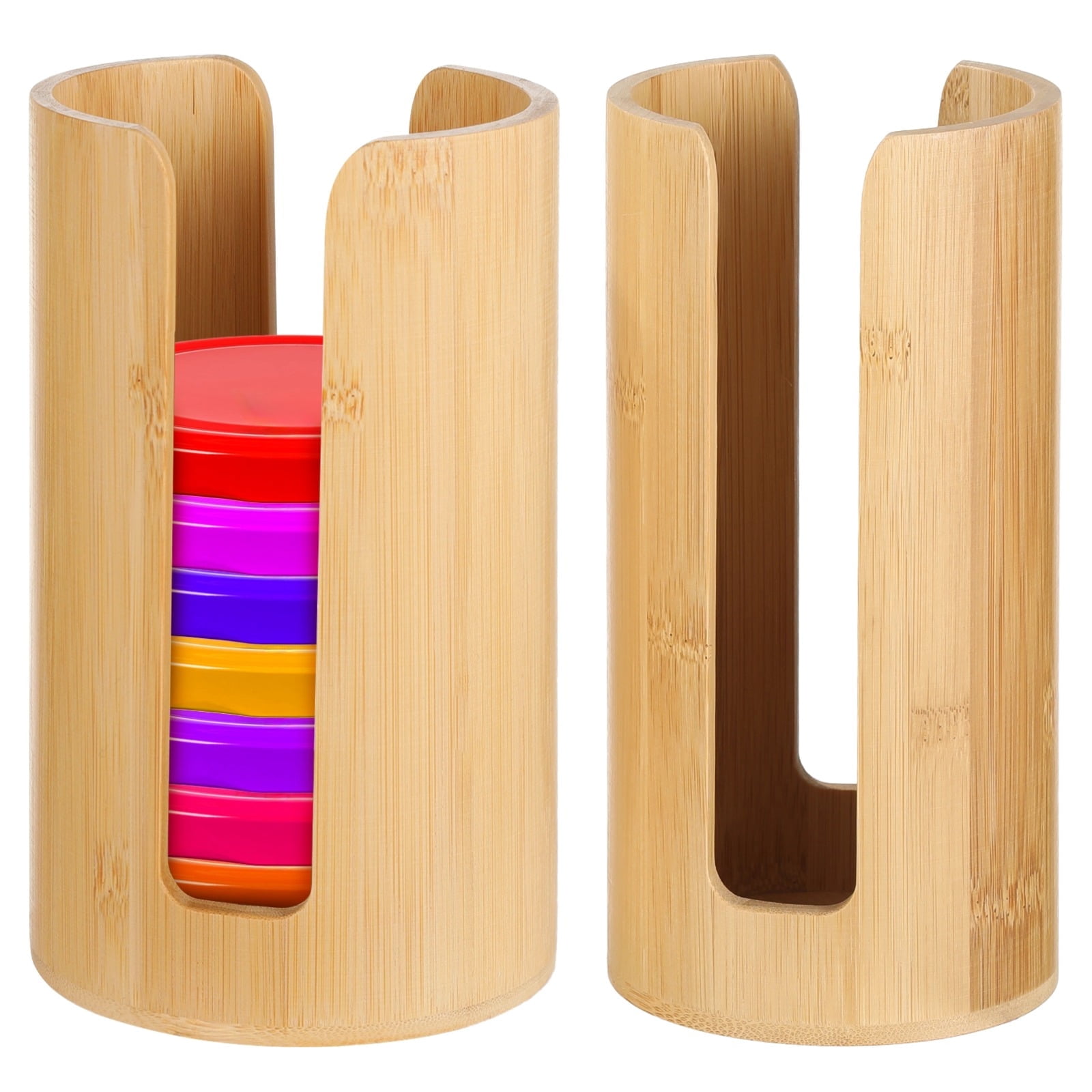 2 Pack Wooden Mason Jar Lid Organizer – Vertical Storage Holder with U ...
