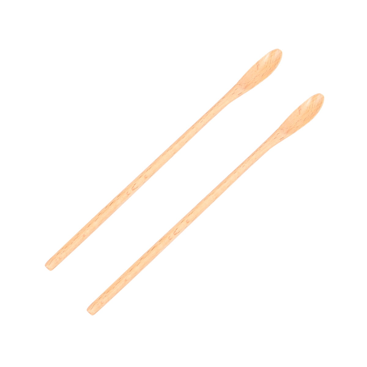 2 PCS Wooden Stirring Spoon Coffee Mixing Long Handle Spoons Scoop Thin ...