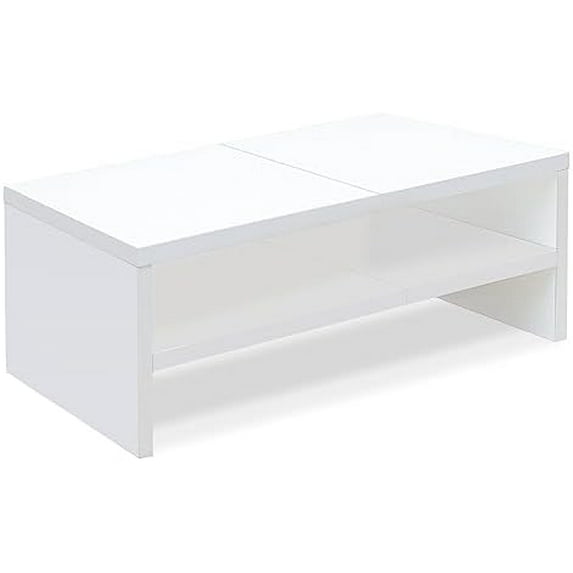 2 层白色显示器立管支架,木质桌面支架,可存放笔记本电脑/PC/打印机/键盘,电视支架架家庭办公桌配件 - Walmart.com