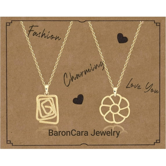 2 PCs Gold Plated Necklace Set for Women - Non Tarnish Jewelry Gift ...