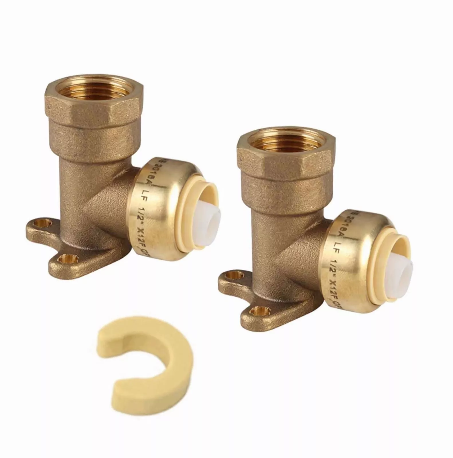 2 PIECE 3/4" PUSH FIT X 1/2" FEMALE NPT DROP EAR ELBOWS, LEAD FREE ...