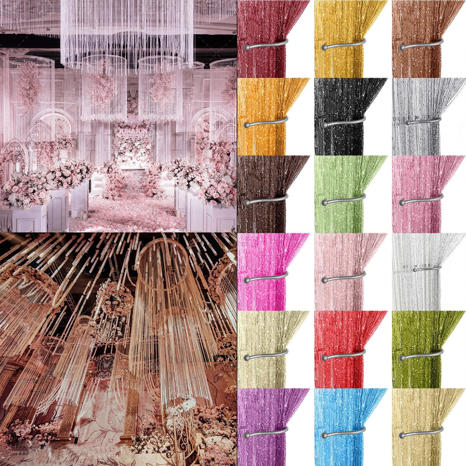 2 PIECE 39" Width 78" Height String Curtain Panels Dense Door Curtain ...