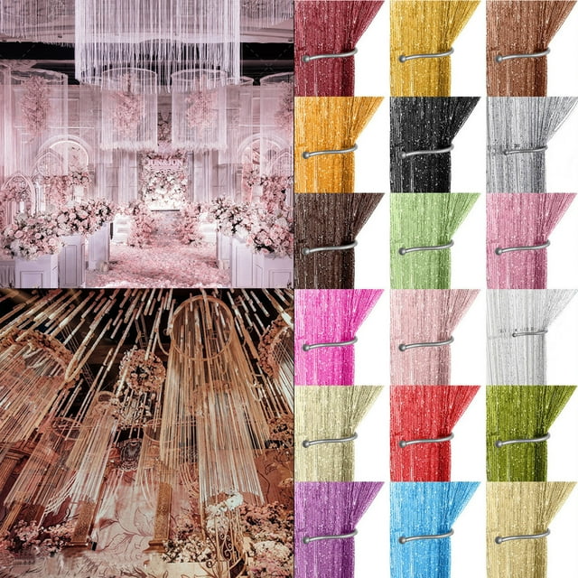 2 PIECE 39" Width 78" Height String Curtain Panels Dense Door Curtain ...