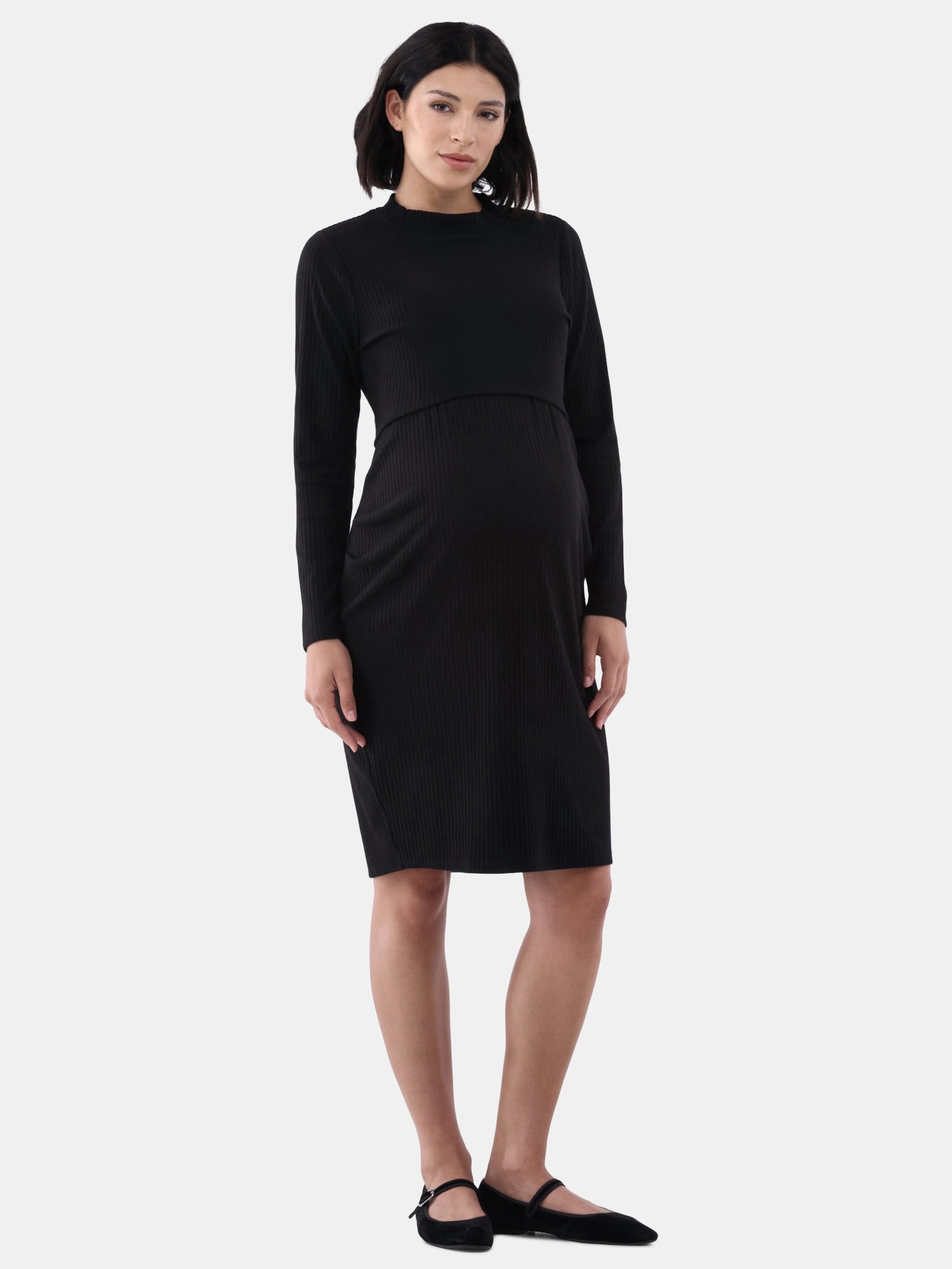 Time and Tru Women's Maternity 2-Piece Ribbed Dress with Long Sleeves ...