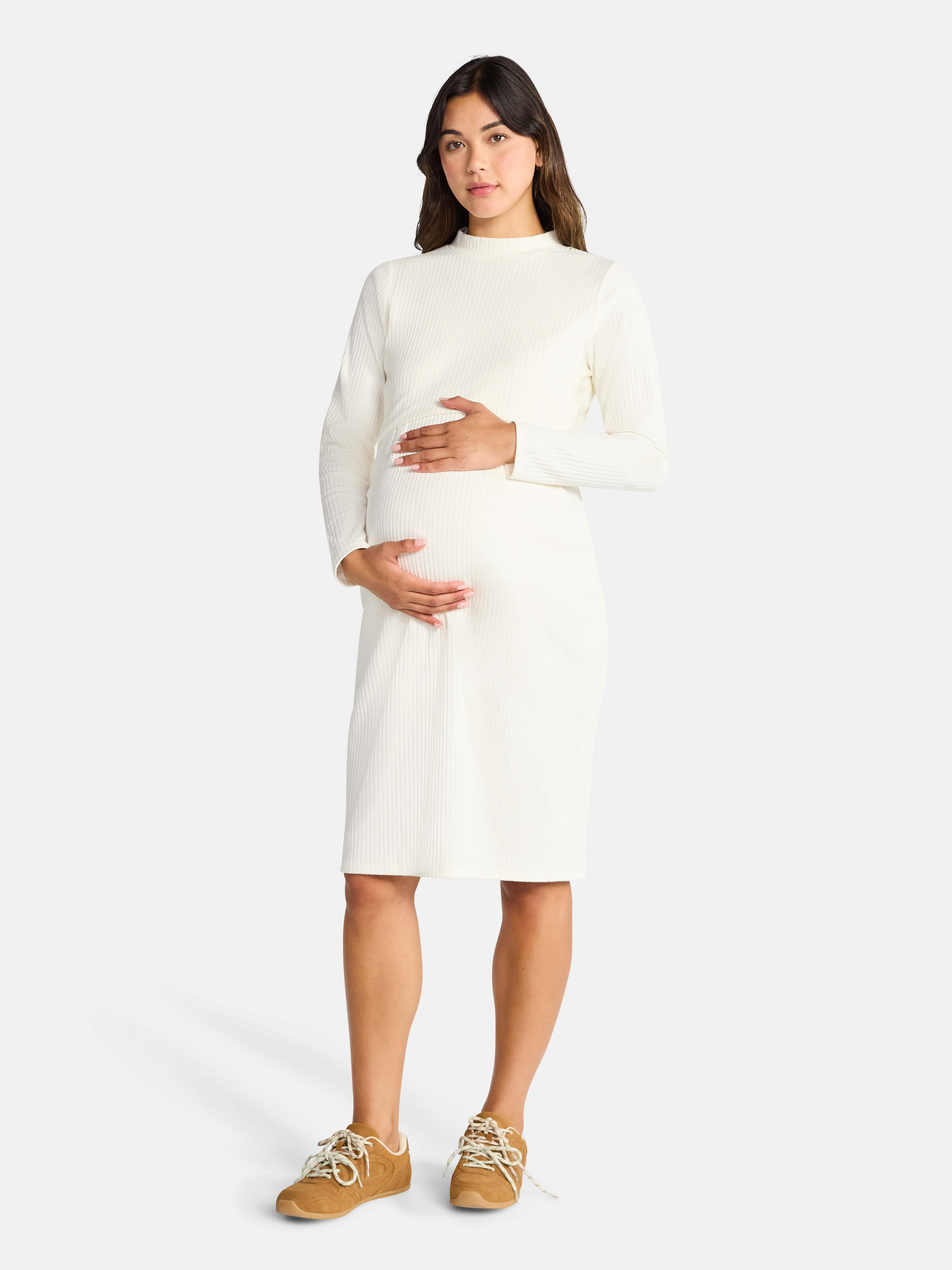 Time and Tru Women's Maternity Ribbed Dress Set, 2-Piece, Size S-XXL ...